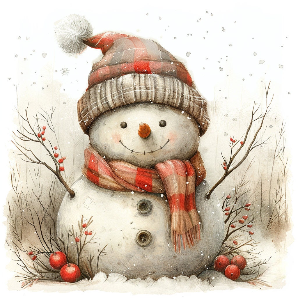 16 Happy Snowman in Winter Clipart Bundle, High-quality JPG, Craft Art ...