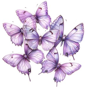 Purple Butterflies Clipart Bundle, 11 High-quality JPG, Craft Art, Card ...
