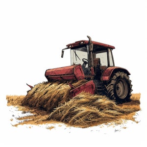 15 Baling Hay Tractor on Farm Clipart Bundle, 15 High-quality JPG ...