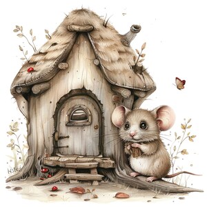 Small Mouse House Woods Clipart Bundle, 15 High-quality JPG, Craft Art ...