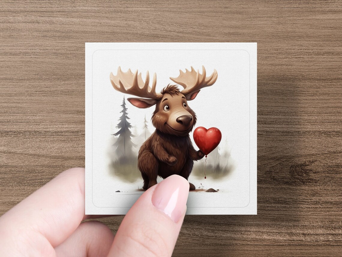 12 Valentine Moose Clipart Bundle, High-quality JPG, Craft Art, Card ...