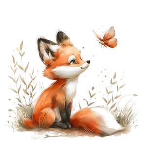 Fox and Butterfly Clipart Bundle, 16 High-quality JPG, Craft Art, Card ...