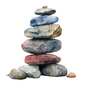 Zen Rock Stone Towers Clipart Bundle, 16 High-quality JPG, Craft Art ...
