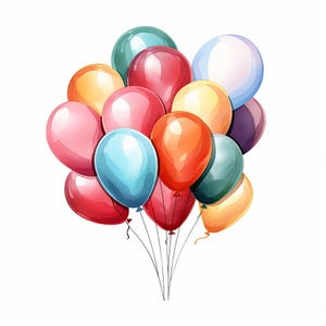 16 Colorful Balloon Bouquet Clipart Bundle, High-quality JPG, Craft Art ...