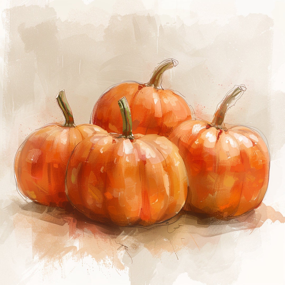 16 Watercolor Pumpkins Clipart Bundle, 16 High-quality JPG, Craft Art ...
