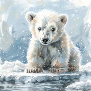 Polar Bear on Ice and Snow Clipart Bundle, 16 High-quality JPG, Craft ...