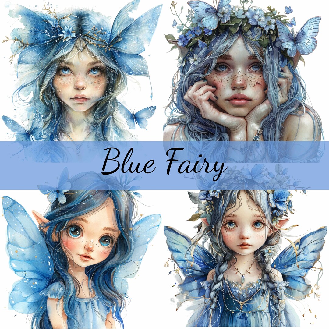 Blue Fairy Princess Clipart Bundle, 16 High-quality JPG, Craft Art ...