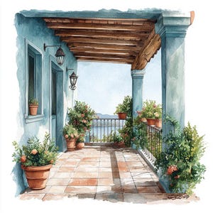 Mediterranean Porch Veranda Door Clipart Bundle, 16 High-quality JPG ...