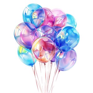 Iridescent Balloons Clipart Bundle, 14 High-quality JPG, Craft Art ...