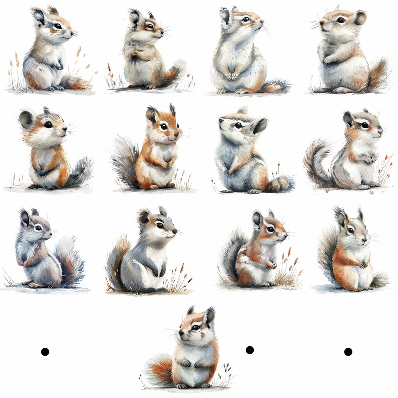 Charming Chipmunk Clipart Bundle, 12 High-quality JPG, Craft Art, Card ...