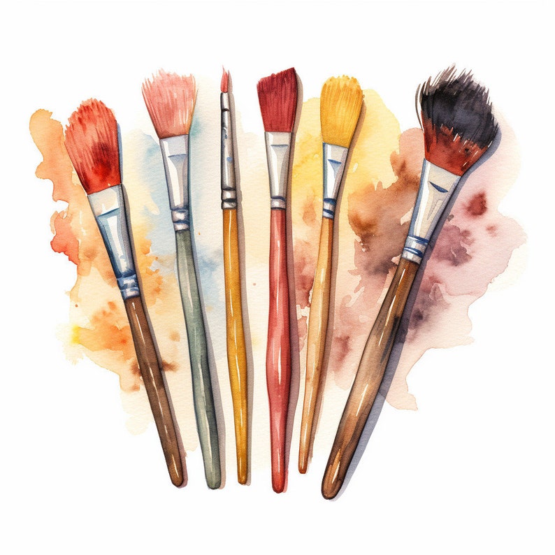14 Paint Brushes and Sets Clipart Bundle, High-quality JPG, Craft Art ...