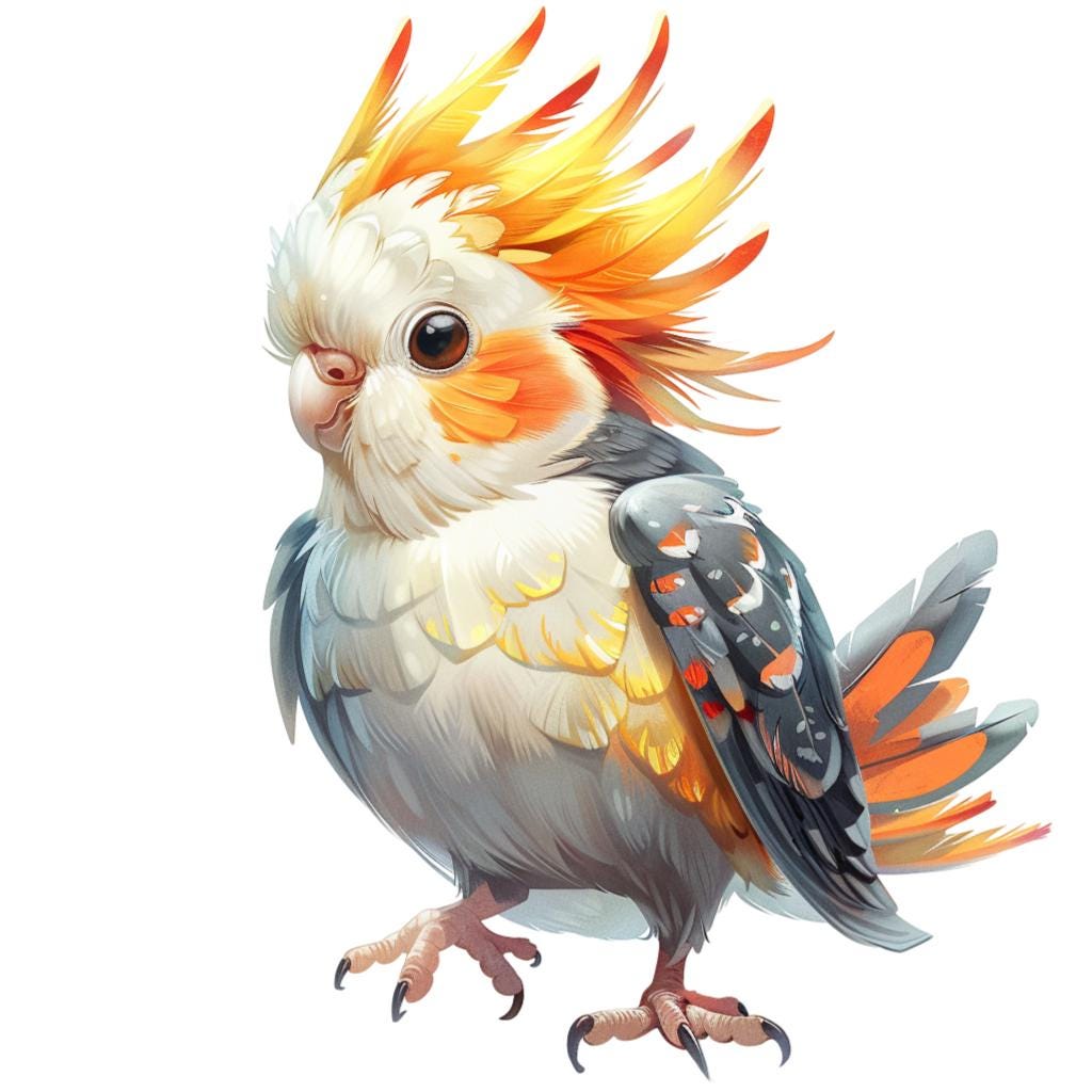 16 Cockatiel Bird Clipart Bundle, 16 High-quality JPG, Craft Art, Card ...