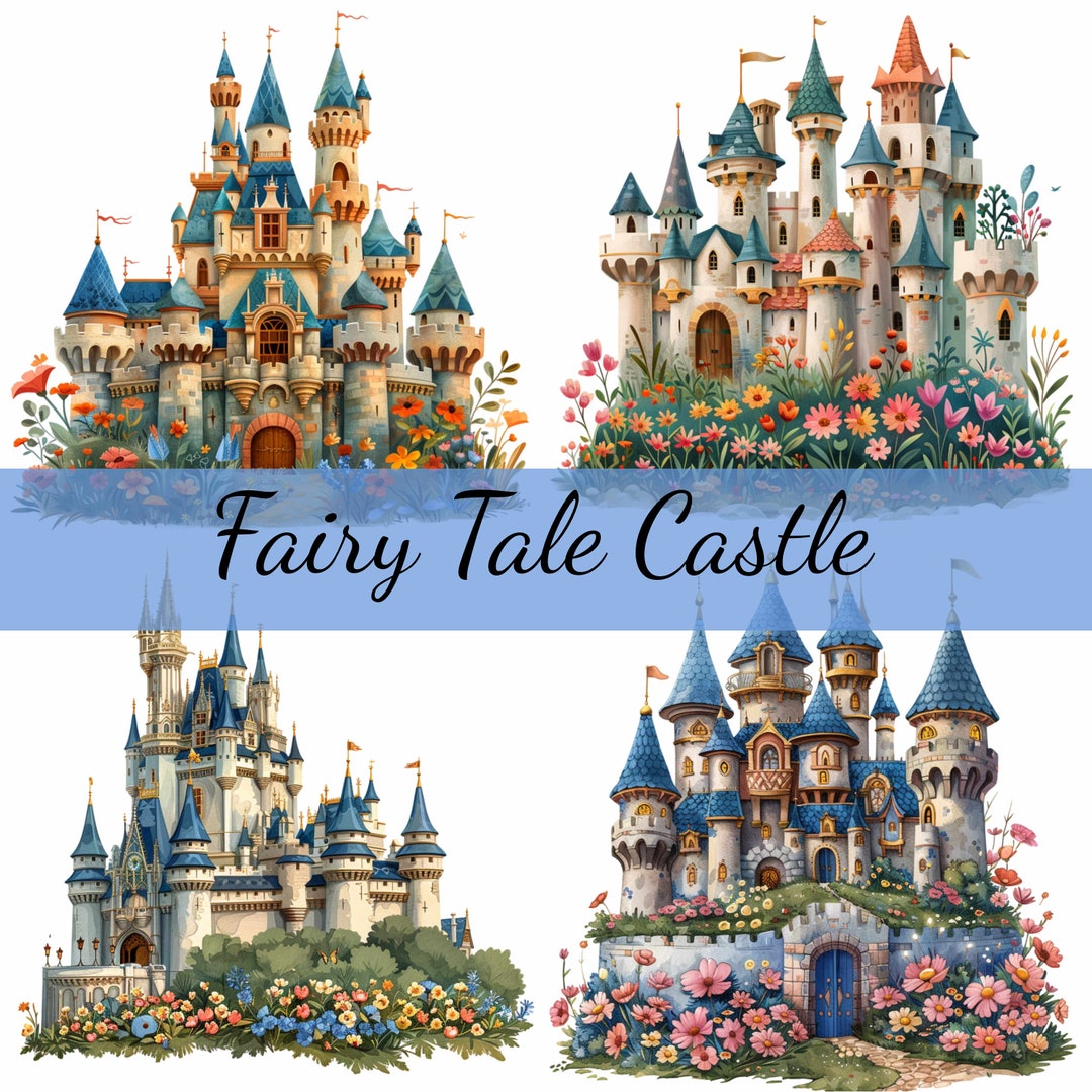 Fairy Tale Castle Flower Gardens Clipart Bundle, 16 High-quality JPG ...