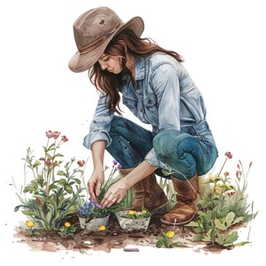 16 Woman Gardening Clipart Bundle, 16 High-quality JPG, Craft Art, Card ...