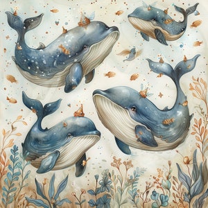 16 Whale Party Clipart Bundle, 16 High-quality JPG, Craft Art, Card ...