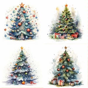 14 Watercolor Christmas Tree Clipart Bundle, High-quality JPG, Nursery ...