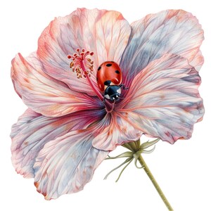 Ladybug on Flowers Clipart Bundle, 16 High-quality JPG, Craft Art, Card ...