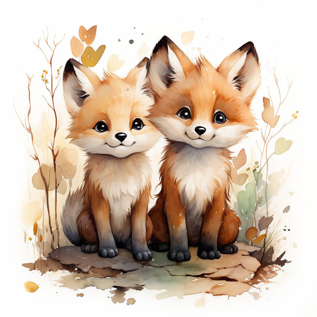 12 Fox Friends With Flowers Clipart Bundle, 12 High-quality JPG ...