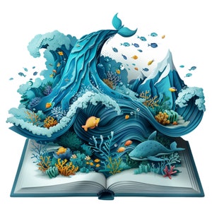 16 Open Book With Ocean Coming Out Clipart Bundle, High-quality JPG ...