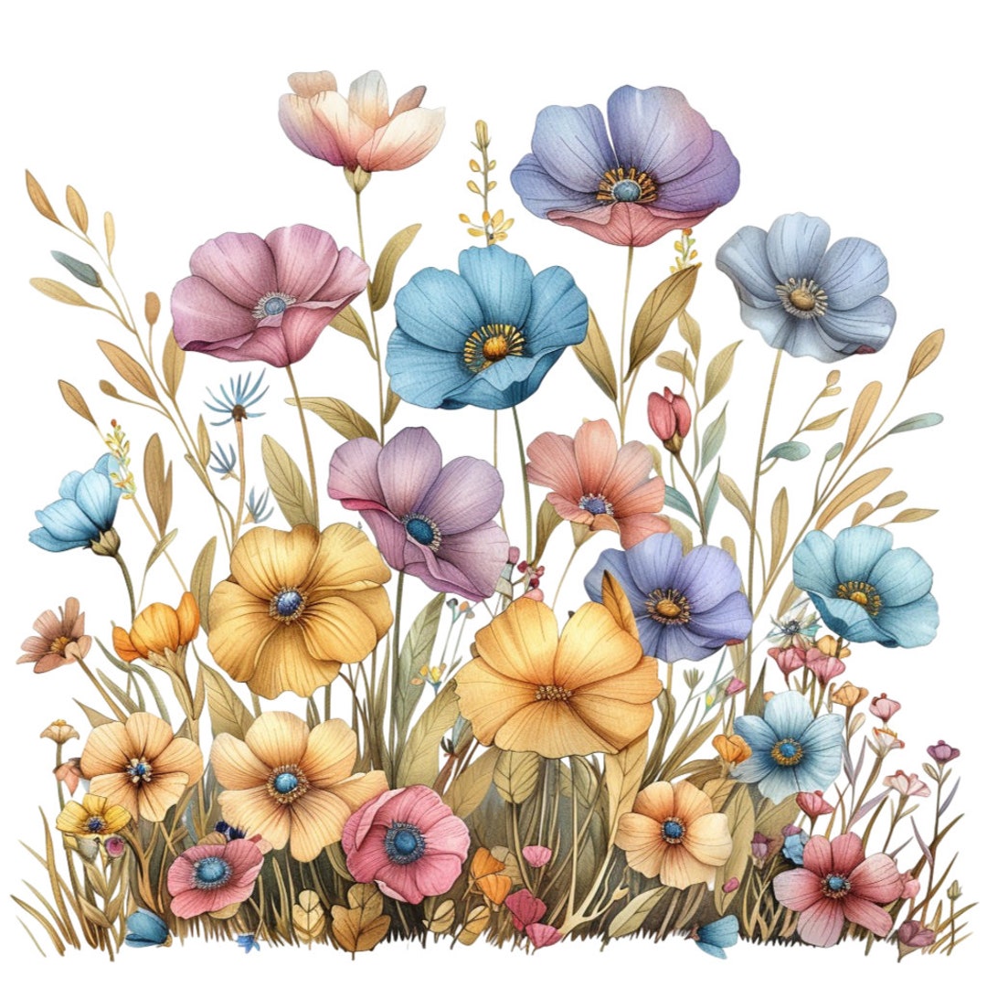 Rainbow Color Flowers Clipart Bundle, 16 High-quality JPG, Craft Art ...