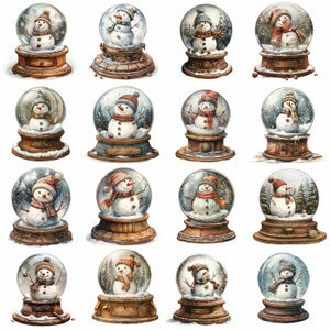 Snowman in a Snow Globe Clipart Bundle, 16 High-quality JPG, Craft Art ...