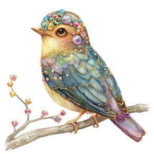 Bird Made of Gold and Jewels Clipart Bundle, 16 High-quality JPG, Craft ...
