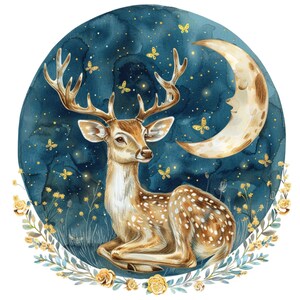 Deer and Moon Celestial Clipart Bundle, 16 High-quality JPG, Craft Art ...