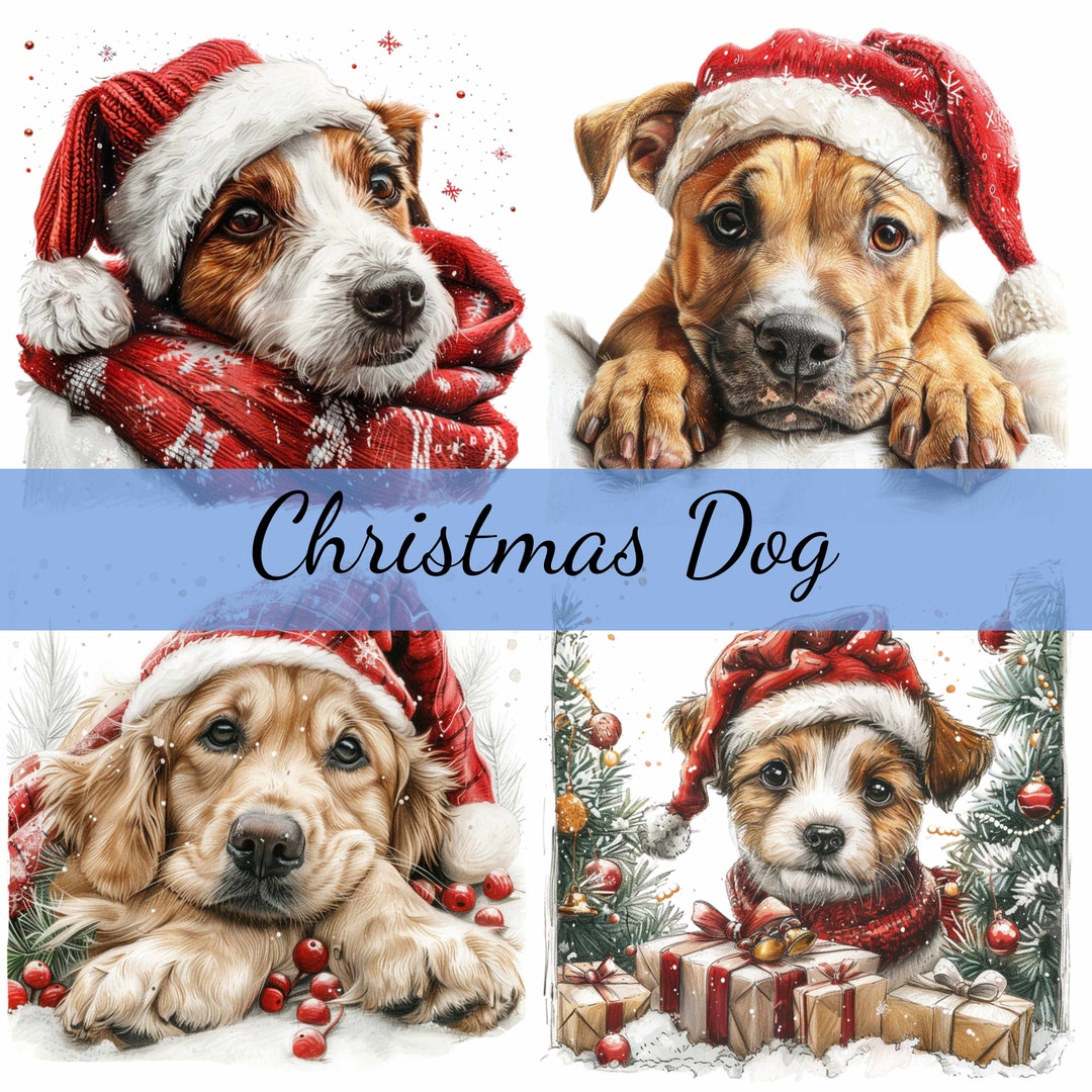 15 Christmas Dog Clipart Bundle, 15 High-quality JPG, Craft Art, Card ...