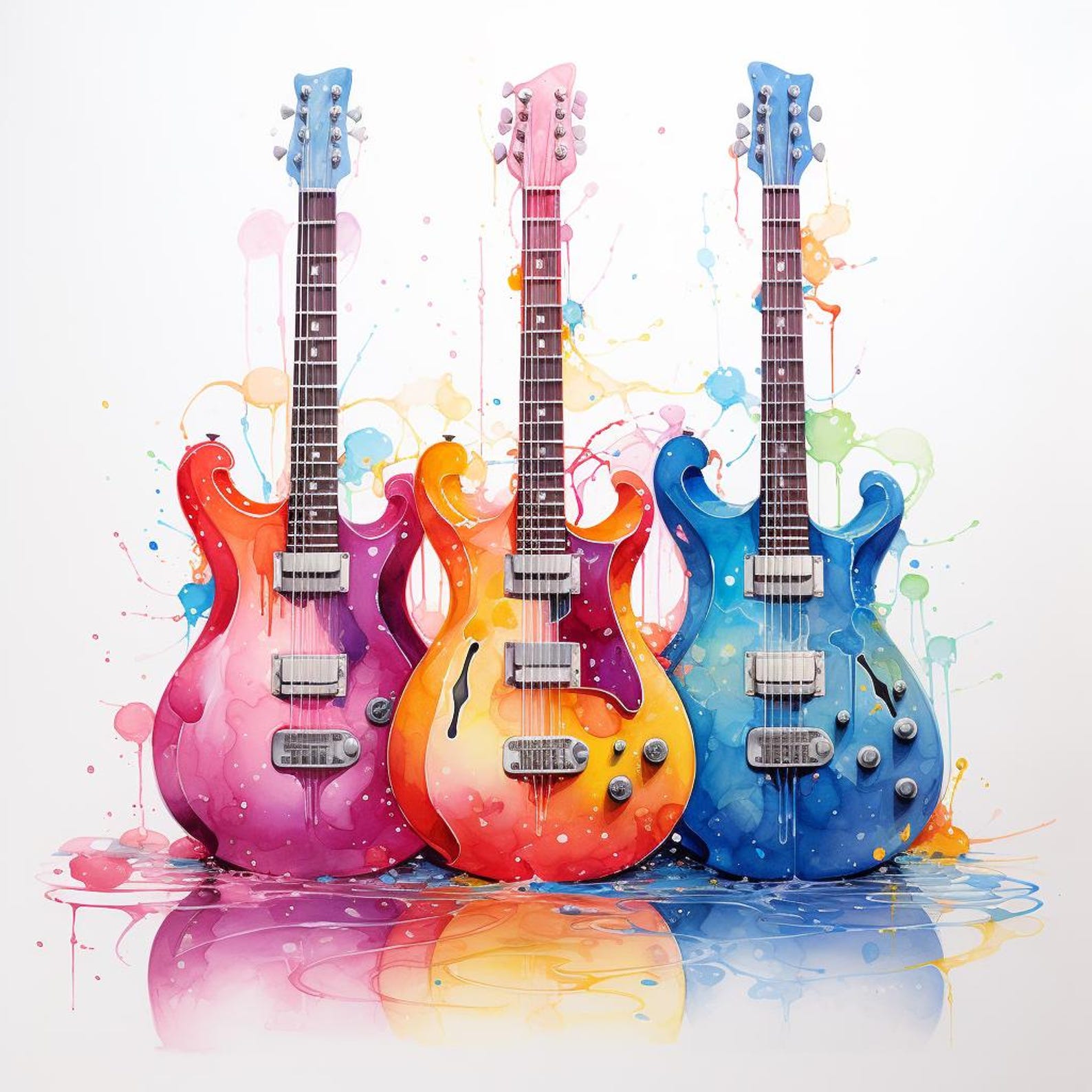 14 Electric Guitars Clipart Bundle, High-quality JPG, Invitations, Card ...