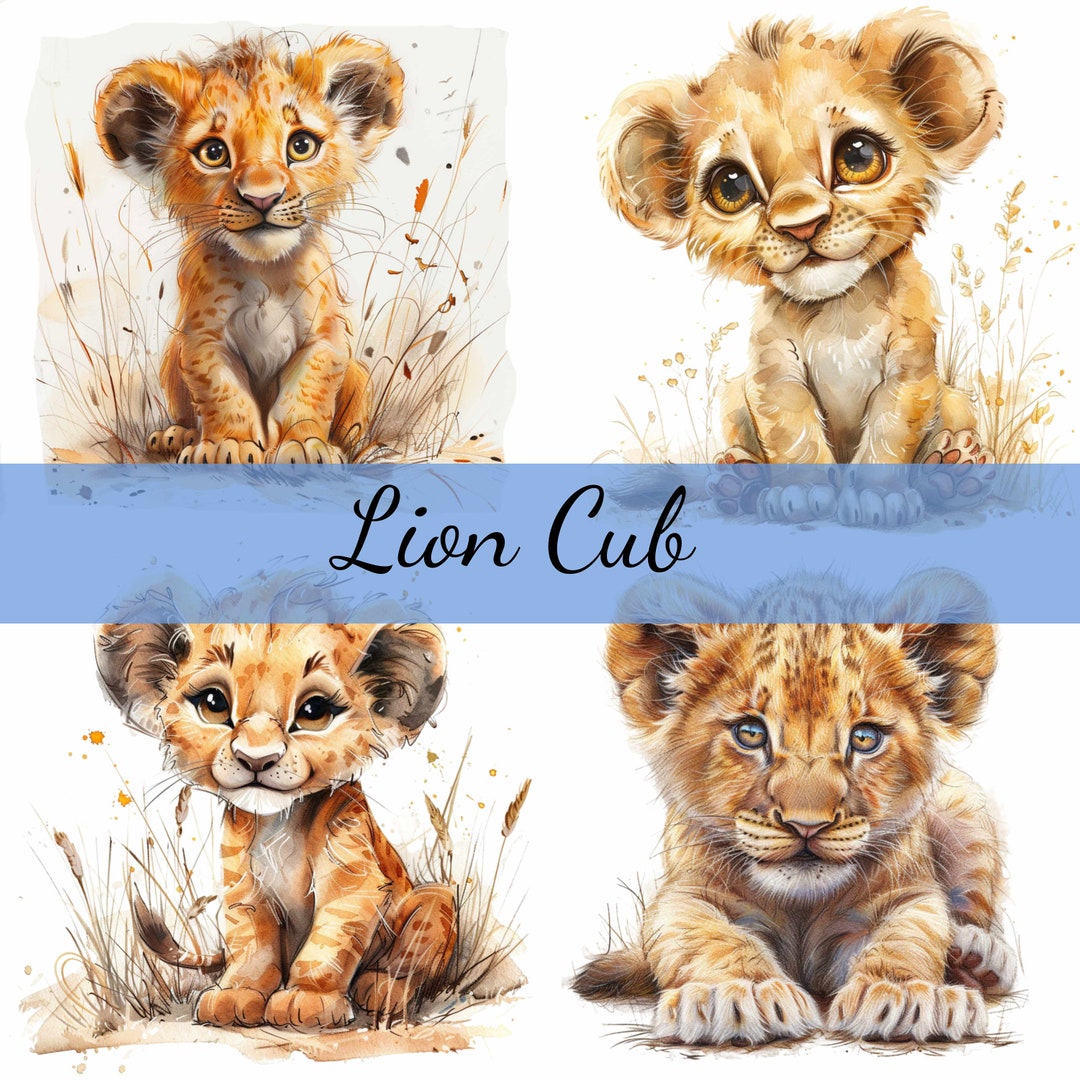 15 Cute Lion Cub Clipart Bundle, 15 High-quality JPG, Craft Art, Card ...