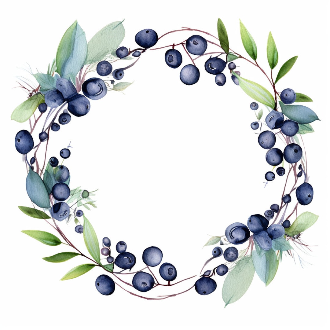 Blueberry Wreaths Clipart Bundle, High-quality JPG, Craft Art, Card ...