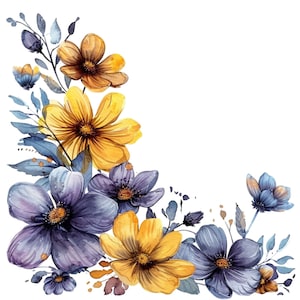 16 Daisy Flower Corner Frame Clipart Bundle, 16 High-quality JPG, Craft ...