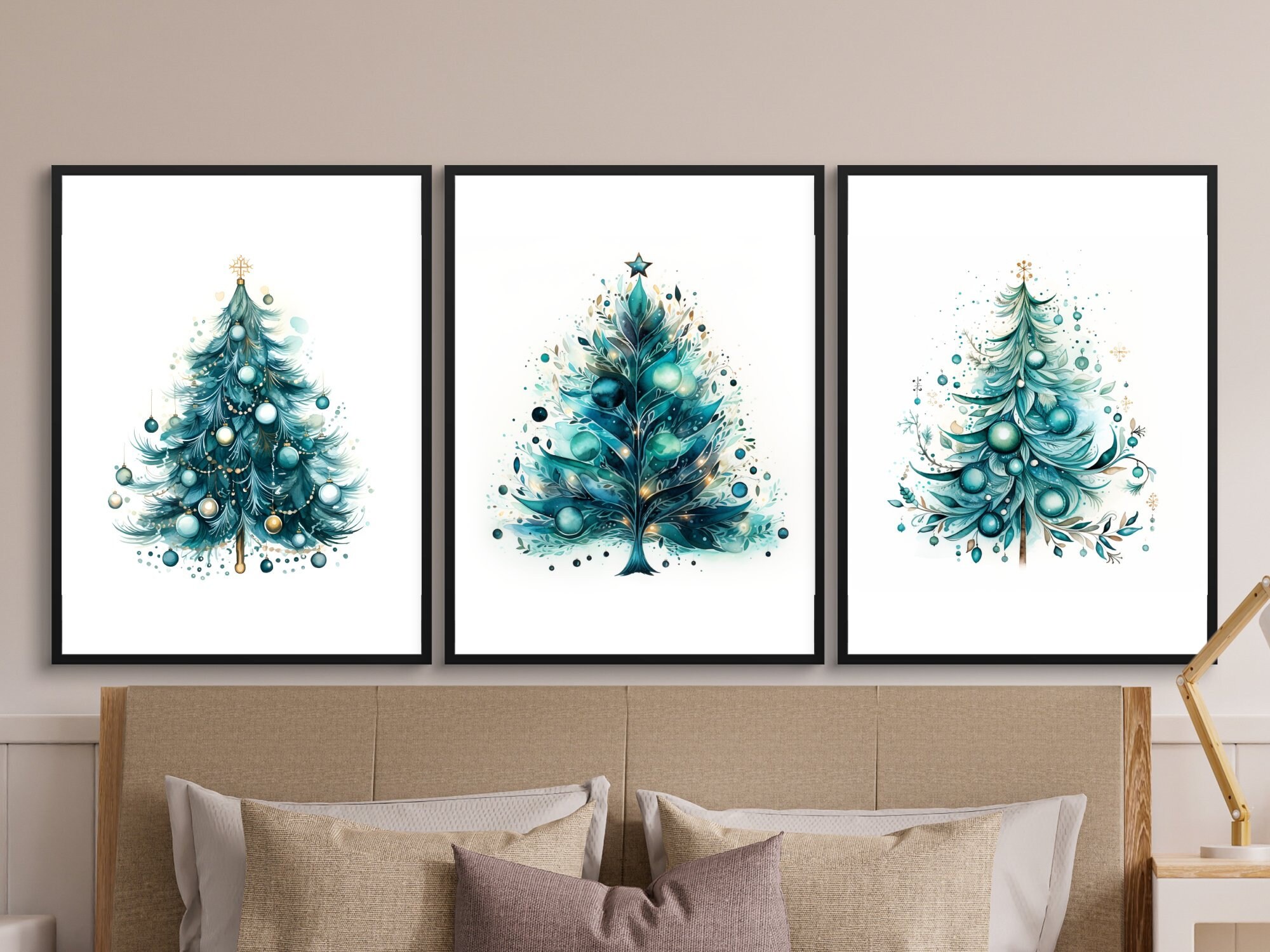 14 Boho Teal Christmas Tree Clipart Bundle High-quality JPG - Etsy