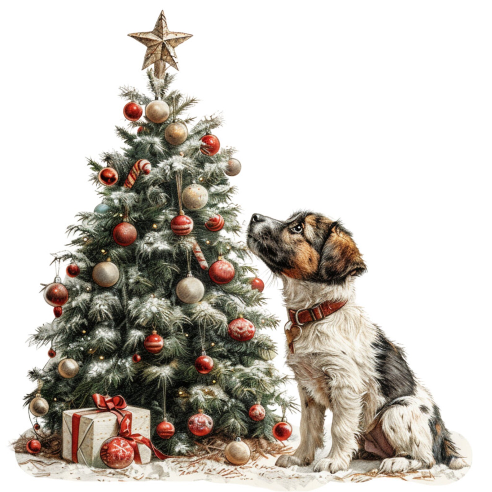 16 Dog and a Christmas Tree Clipart Bundle, 16 High-quality JPG, Craft ...