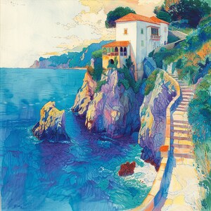 House on Cliff by the Sea Clipart Bundle, 16 High-quality JPG, Craft ...