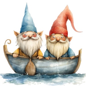 15 Gnomes on a Boat Sailing Clipart Bundle, 15 High-quality JPG, Craft ...