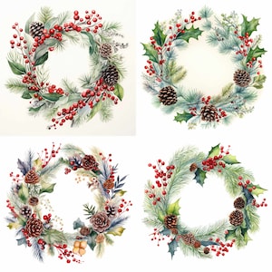 14 Christmas Winter Wreath Clipart Bundle, 14 High-quality JPG, Nursery ...