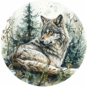 Timber Wolf in the Woods Clipart Bundle, 16 High-quality JPG, Craft Art ...