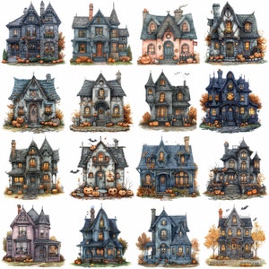 16 Halloween House Pumpkins Clipart Bundle, 16 High-quality JPG, Craft ...