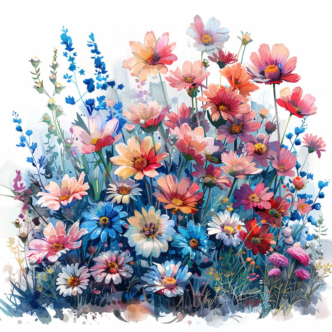 Flower Garden Clump Clipart Bundle, 16 High-quality JPG, Craft Art ...