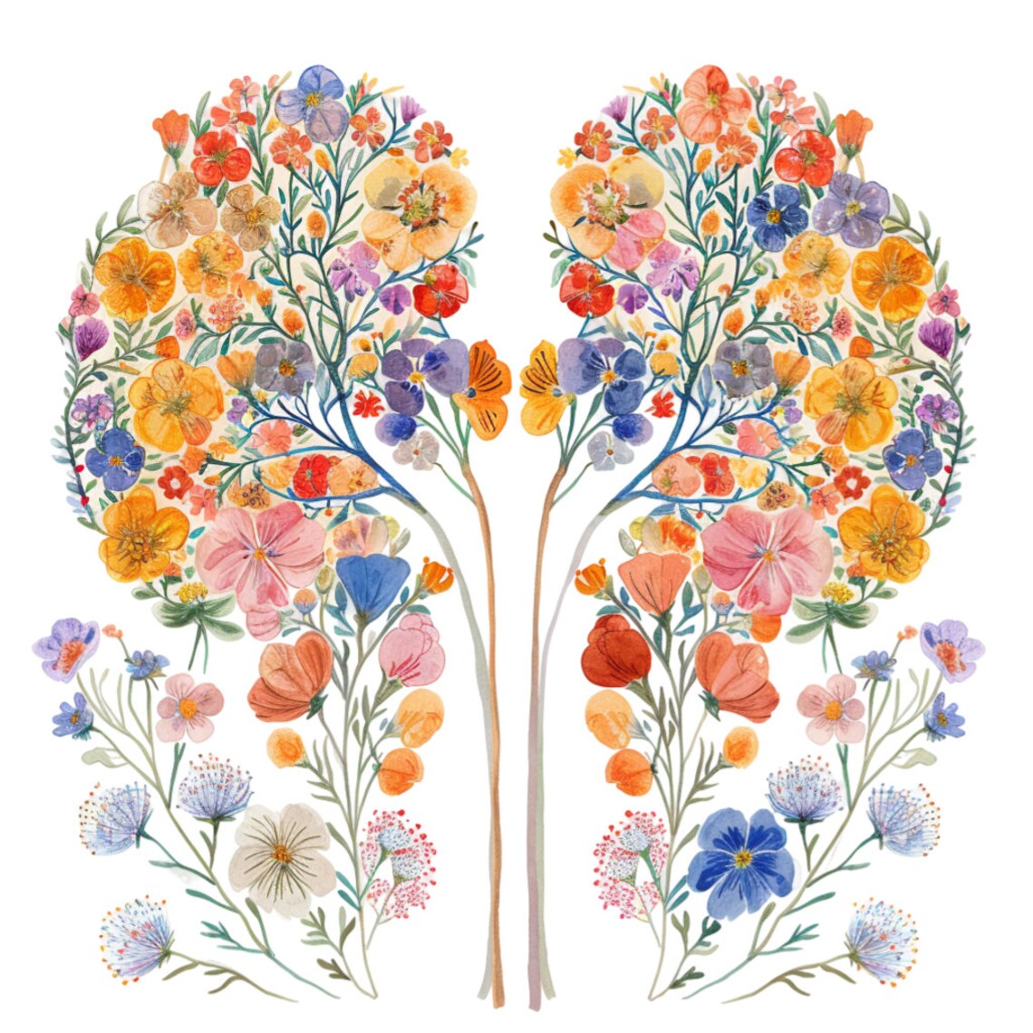 Floral Kidney Flower Clipart Bundle, 16 High-quality JPG, Craft Art ...