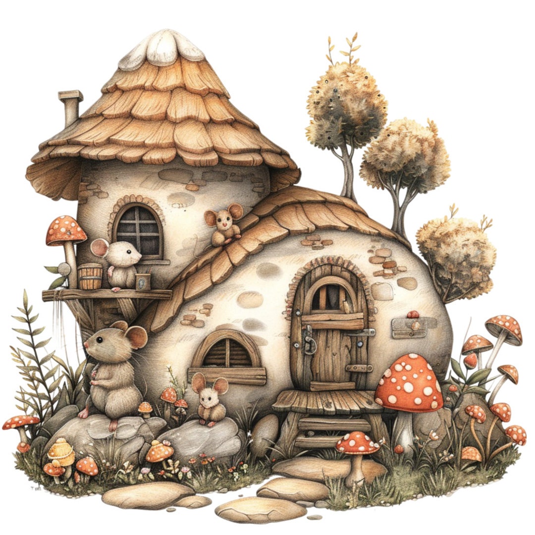 Small Mouse House Woods Clipart Bundle, 15 High-quality JPG, Craft Art ...