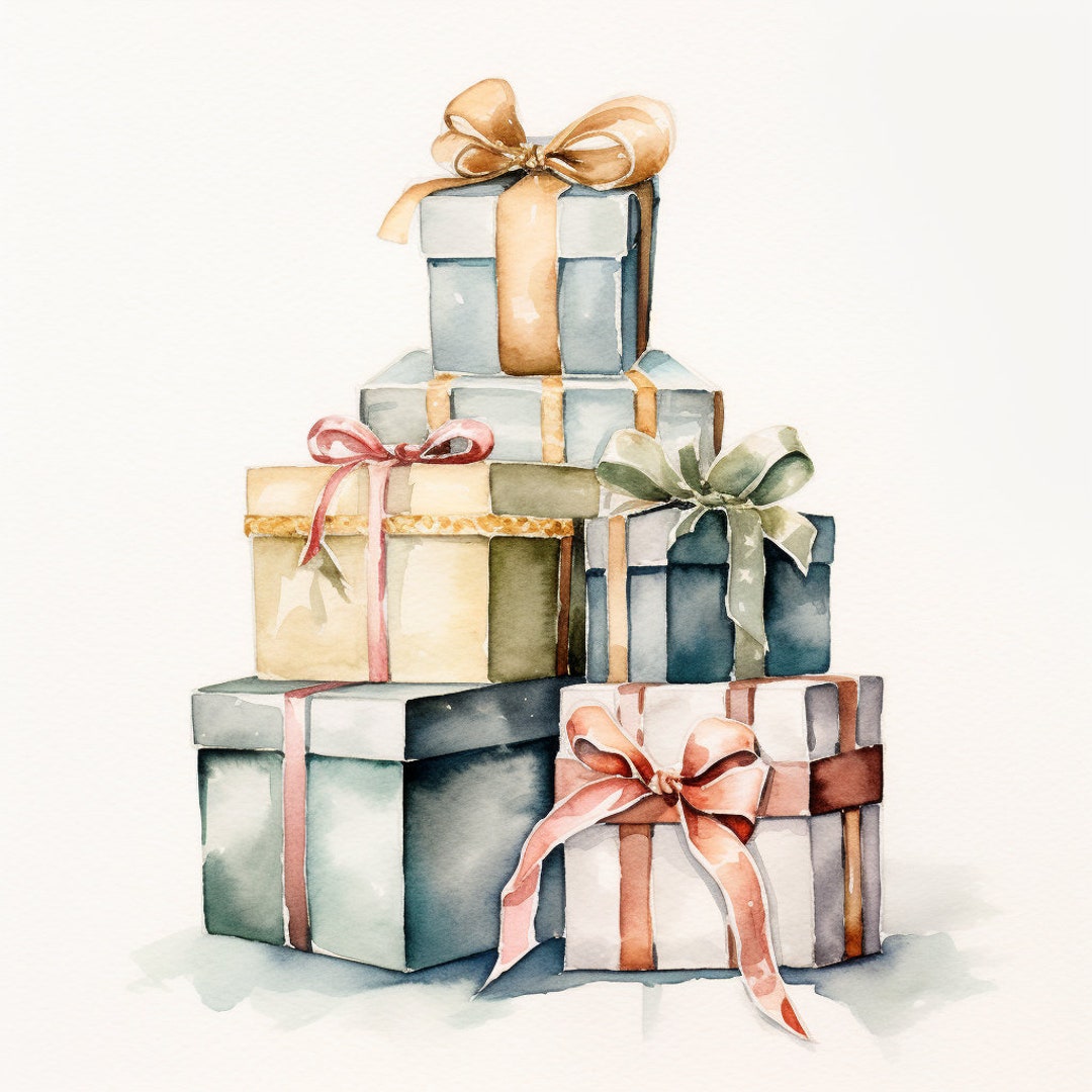 14 Wrapped Presents Gifts Clipart Bundle, High-quality JPG, Nursery Art ...