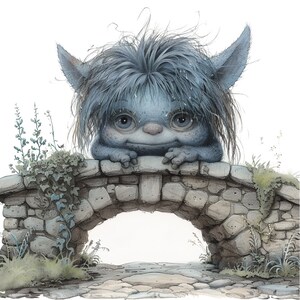 12 Cute Troll and Bridge Clipart Bundle, 12 High-quality JPG, Craft Art ...