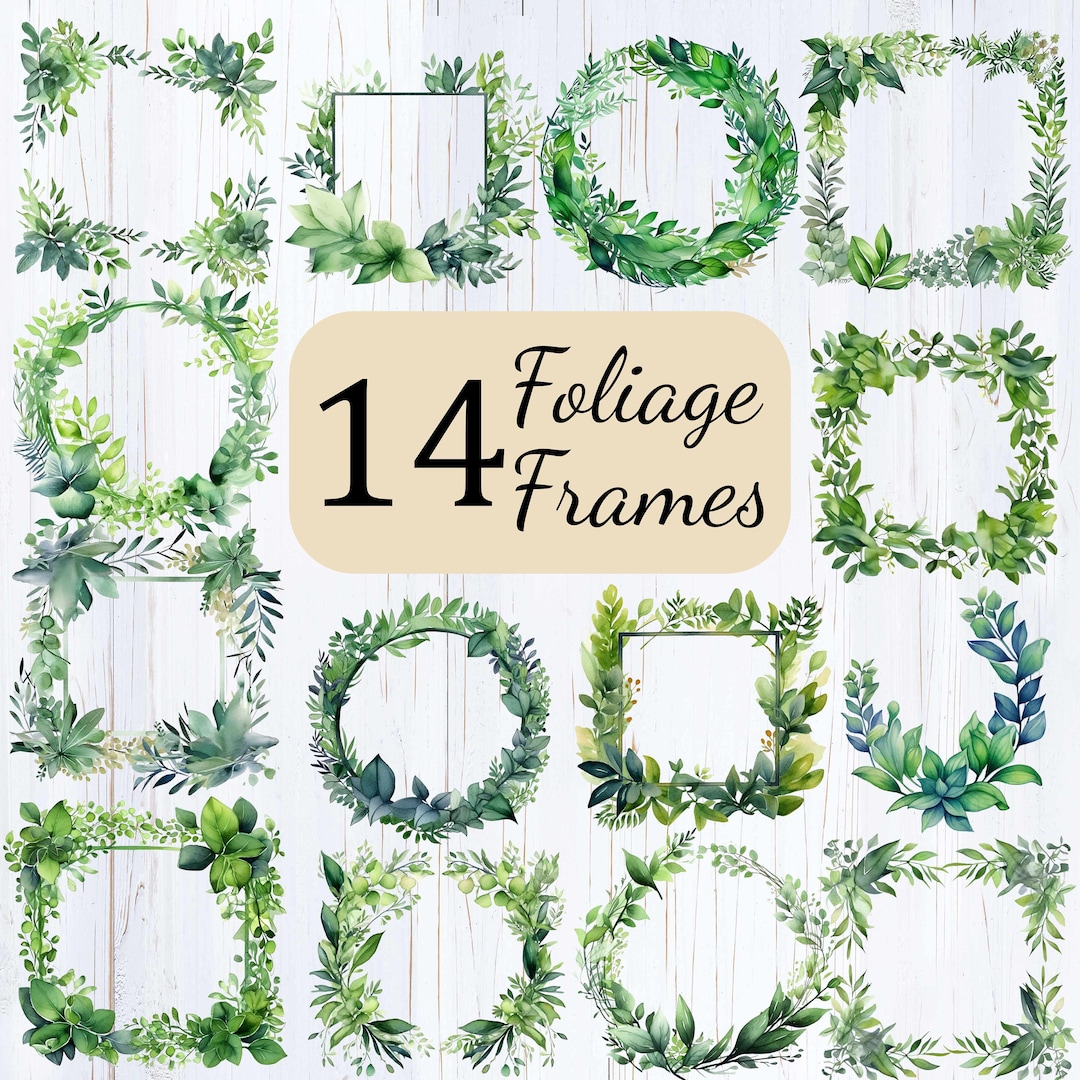 14 Watercolor Greenery Leaves Clipart Bundle PNG, Eucalyptus Shower ...