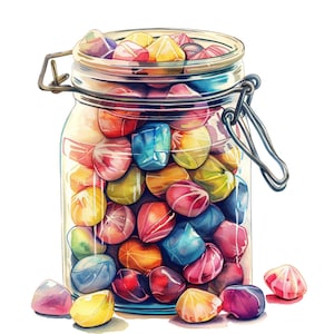 12 Hard Candy in a Glass Jarclipart Bundle, 12 High-quality JPG, Craft ...