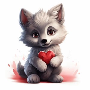 12 Heart Wolf Clipart Bundle, High-quality JPG, Craft Art, Card Making ...