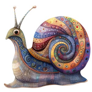 Snail Folk Art Clipart Bundle, 16 High-quality JPG, Craft Art, Card ...