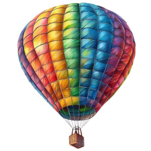 Rainbow Hot Air Balloon Clipart Bundle, 16 High-quality JPG, Craft Art ...