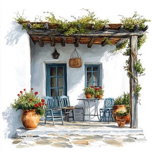 Mediterranean Porch Veranda Door Clipart Bundle, 16 High-quality JPG ...